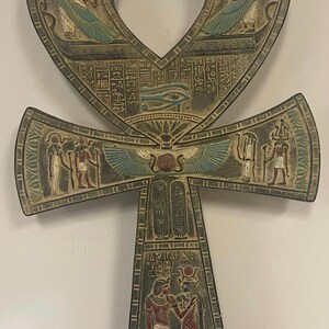 Unique Large Egyptian Ankh Hand Painted and Detailed 15'' L Made in ...