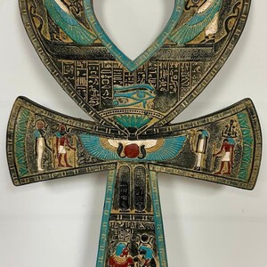 Unique Large Egyptian Ankh Hand Painted and Detailed 15'' L Made in ...