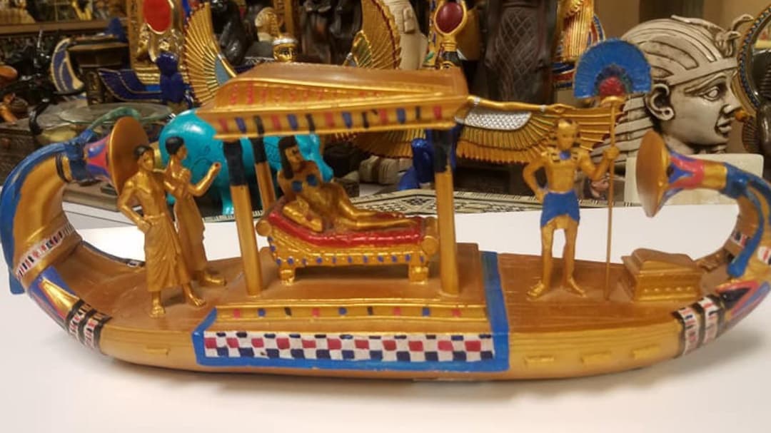 Unique 12'' L Egyptian Cleopatra Boat Statue Made in Egypt - Etsy