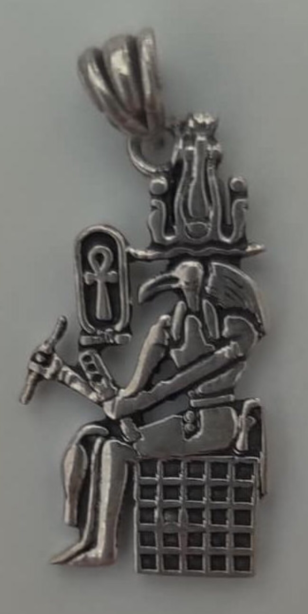 Unique Solid Silver Stamped Egyptian God Thoth Pendant /chain Stamped 1 ...