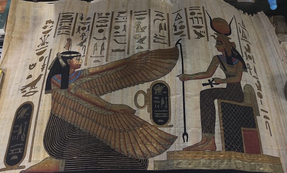 Vintage Large Papyrus Egyptian Goddess Maat and Isis - Etsy