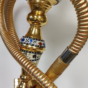 Egyptian Brass Mother of Pearl Inlay Round Hand Made Belly Dance Shisha ...