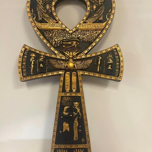 Unique Large Egyptian Ankh Hand Painted and Detailed 15'' L Made in ...