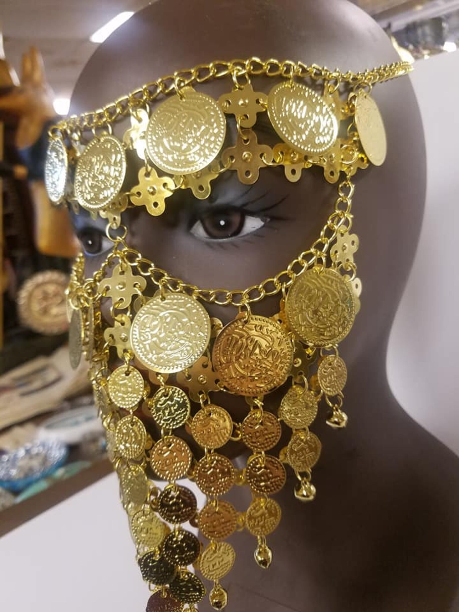 Unique Egyptian Brass Gold Coin Face Veil Piece Made in Egypt - Etsy