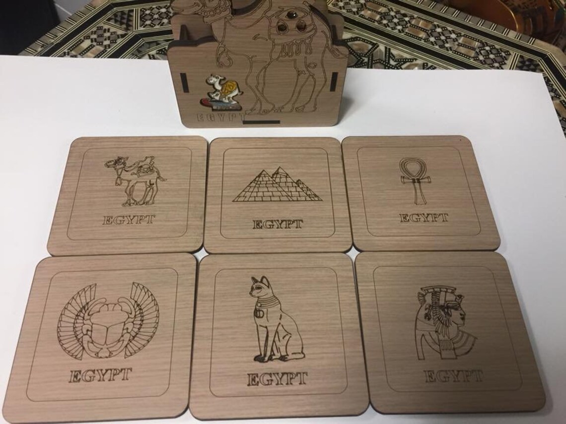 Unique Wood 6 Egyptian Coasters Made in Egypt - Etsy