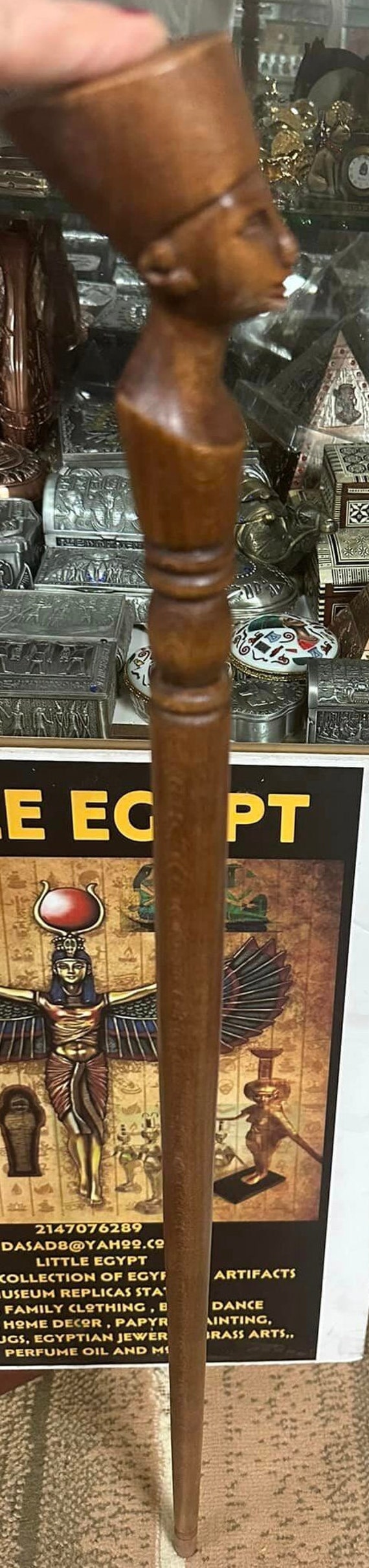 Unique Egyptian Queen Nefertiti Cane stick Hand Carv… - Gem
