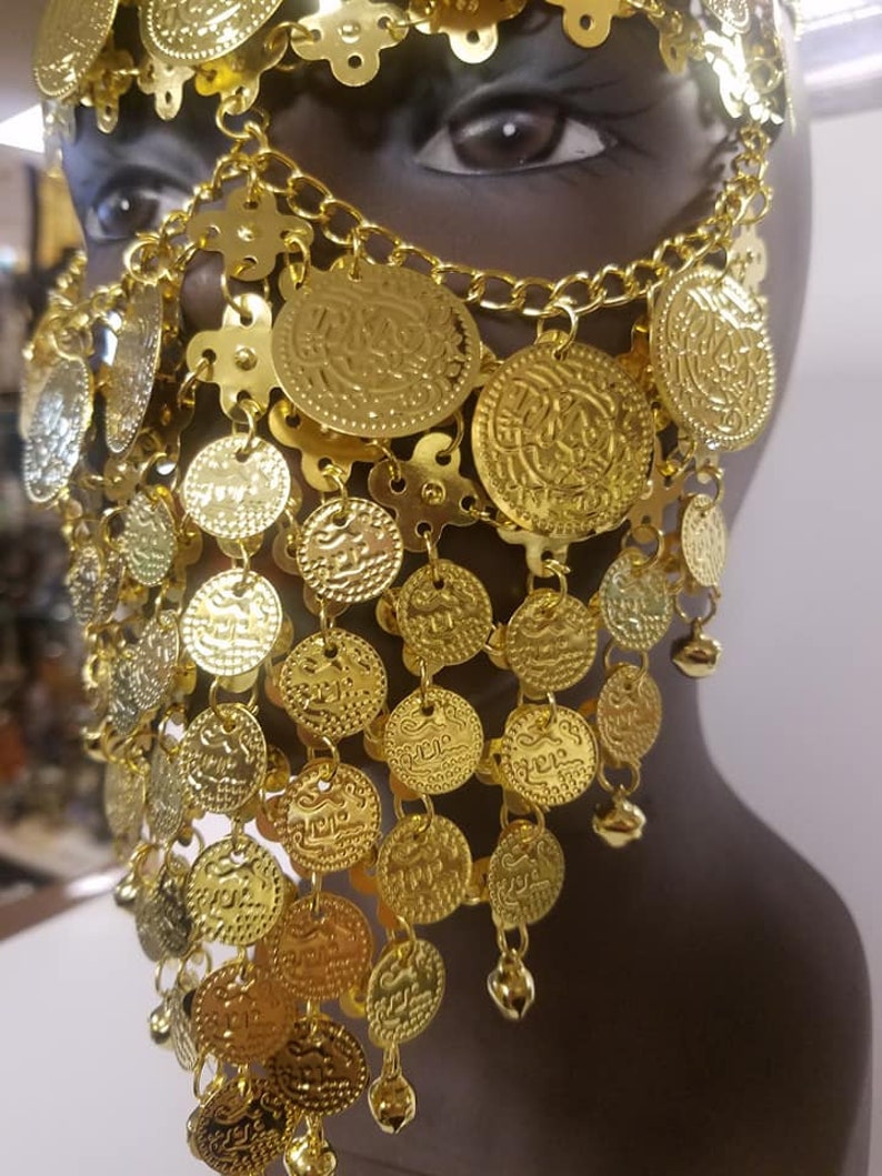 Unique Egyptian Brass Gold Coin Face Veil Piece Made in Egypt - Etsy