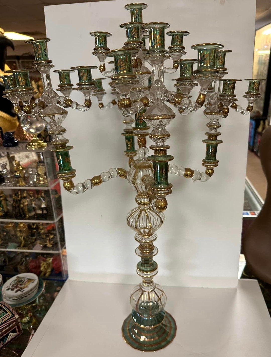 Unique Vintage Large Egyptian Glass Candle Holder 25 Candles 20'' H ...