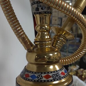 Egyptian Brass Mother of Pearl Inlay Round Hand Made Belly Dance Shisha ...