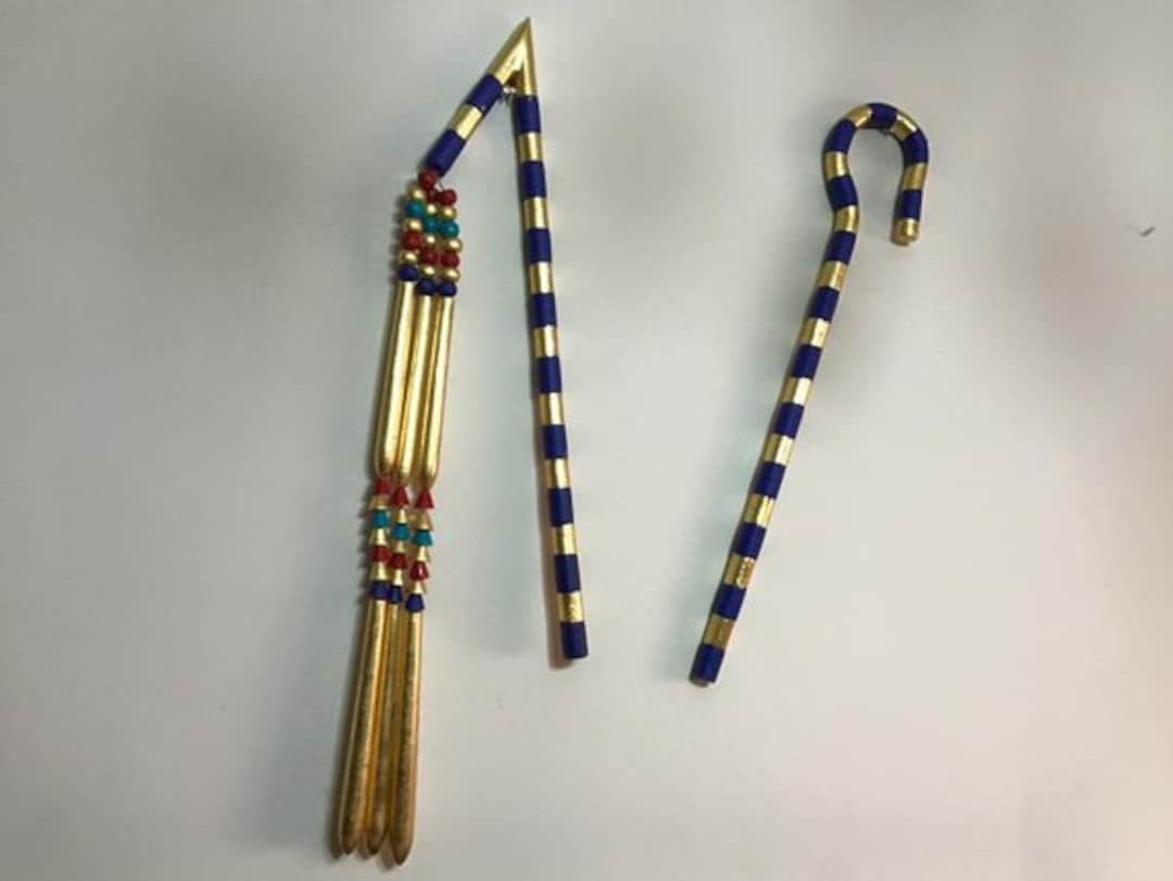 Vintage Egyptian Crook and Flail Stone With Gold Leaf 29'' L Made in ...
