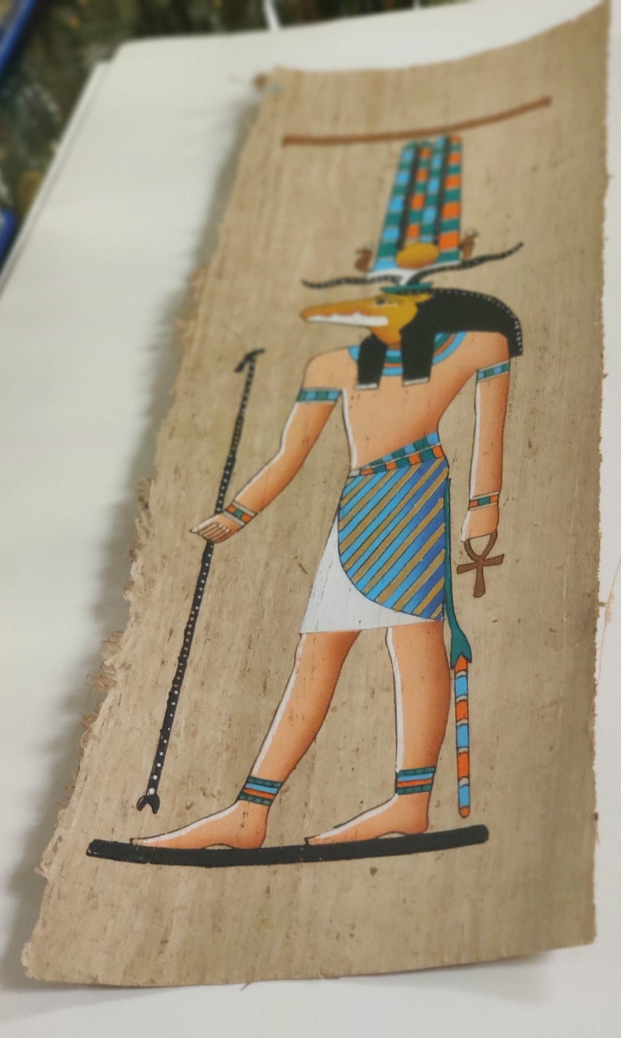 Vintage Hand Painted Papyrus Egyptian God Sobek 16'' X 7'' Made in ...