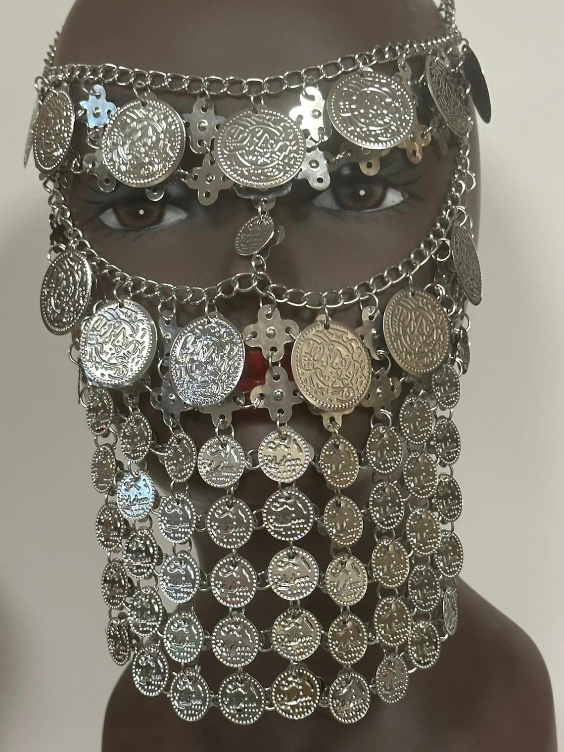 Egyptian Brass Silver Coin Face Veil Piece Made in Egypt - Etsy