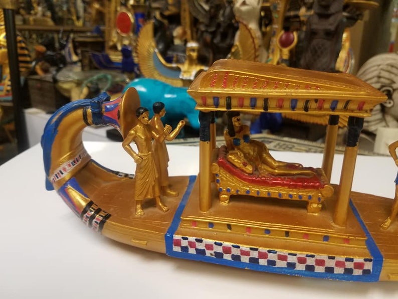 Unique 12'' L Egyptian Cleopatra Boat Statue Made in - Etsy