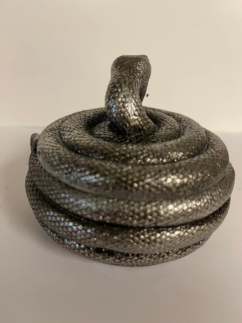 Amazing Unique Decor Egyptian Snake Trinket Box Lid Antiqued Silver ...