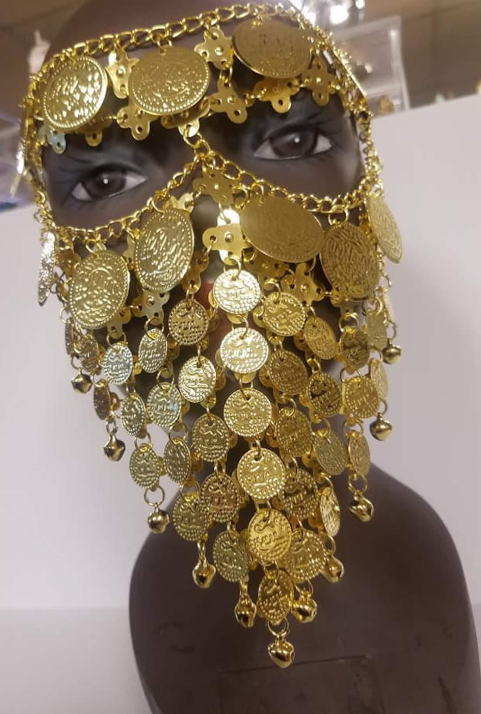 Unique Egyptian Brass Gold Coin Face Veil Piece Made in Egypt - Etsy