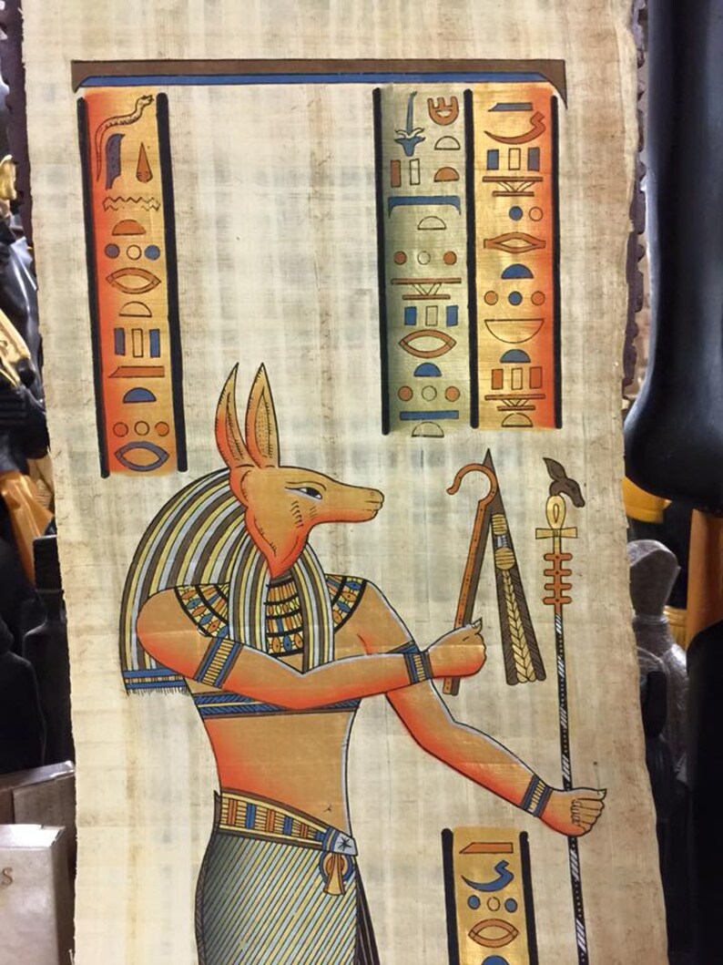 Unique L Signed Painted Papyrus GOD ANUBIS 23'' X - Etsy