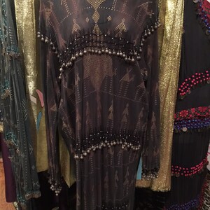 Vintage Black Dress Made of Assuit Fabric & Antique Old Balls Decorate ...