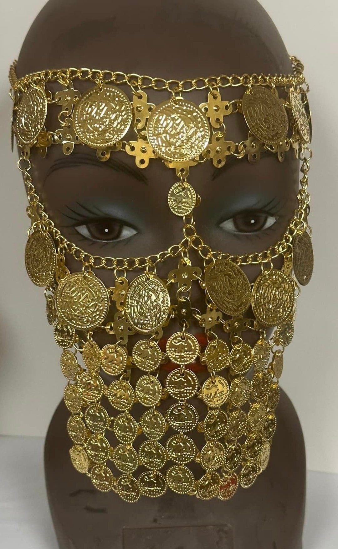 Unique Egyptian Brass Gold Coin Face Veil Piece Made in Egypt - Etsy