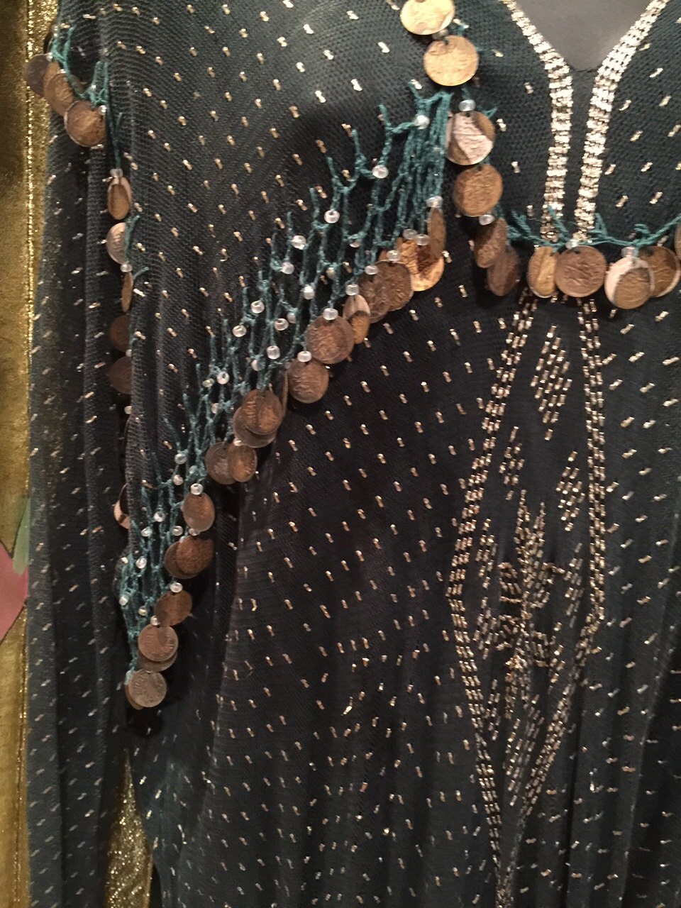 Vintage Green Dress Made of Assuit Fabric & Antique Old Coins Decorate ...