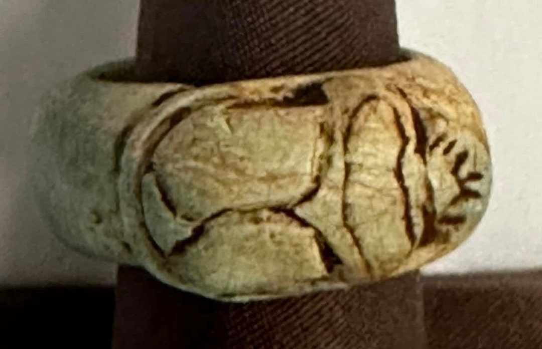 Unique Natural Limestone Ring Egyptian Scarab Size 7 1/2 Made in Egypt ...