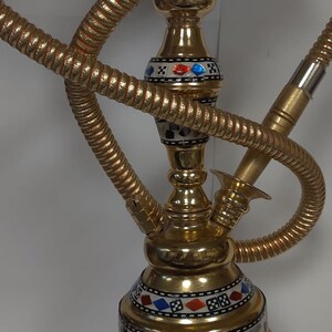 Egyptian Brass Mother of Pearl Inlay Round Hand Made Belly Dance Shisha ...