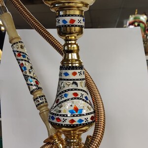 Unique LARGE Egyptian Brass Mother of Pearl Inlay Round Hand Made Belly ...