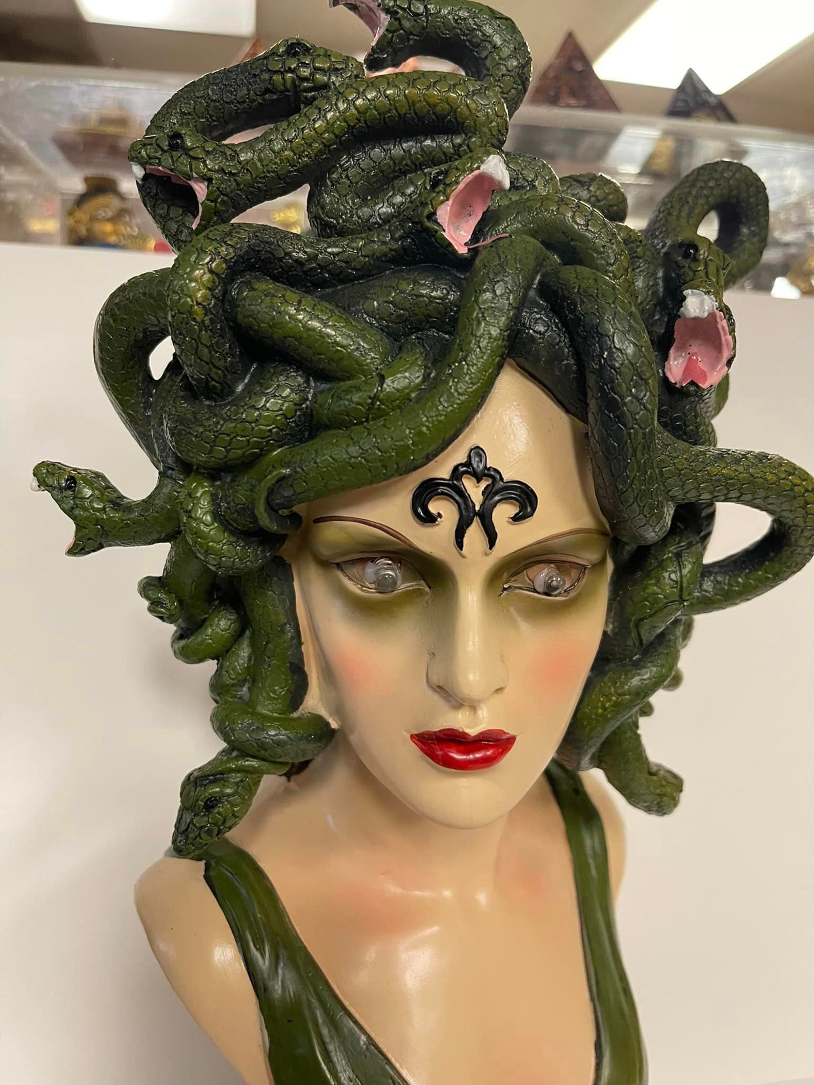 Unique Large Heavy Statue Medusa 15'' H Eyes Glow [battery-operated LED ...