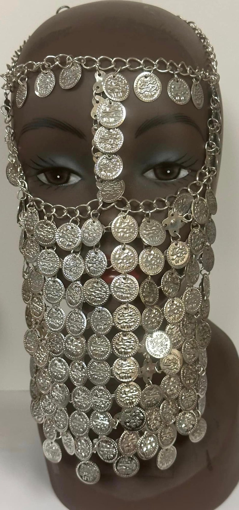 Egyptian Brass Silver Coin Face Veil Piece Made in Egypt - Etsy