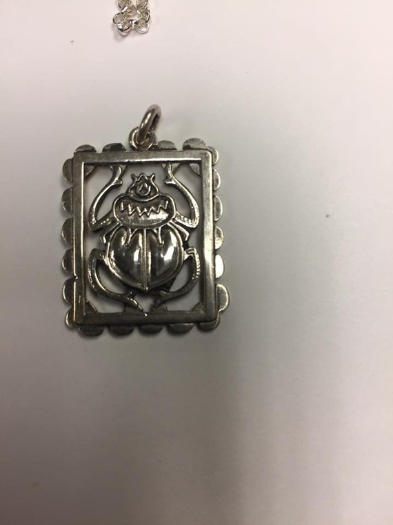 Unique Heavy Solid Silver Egyptian Scarab 1 1/2'' L… - Gem