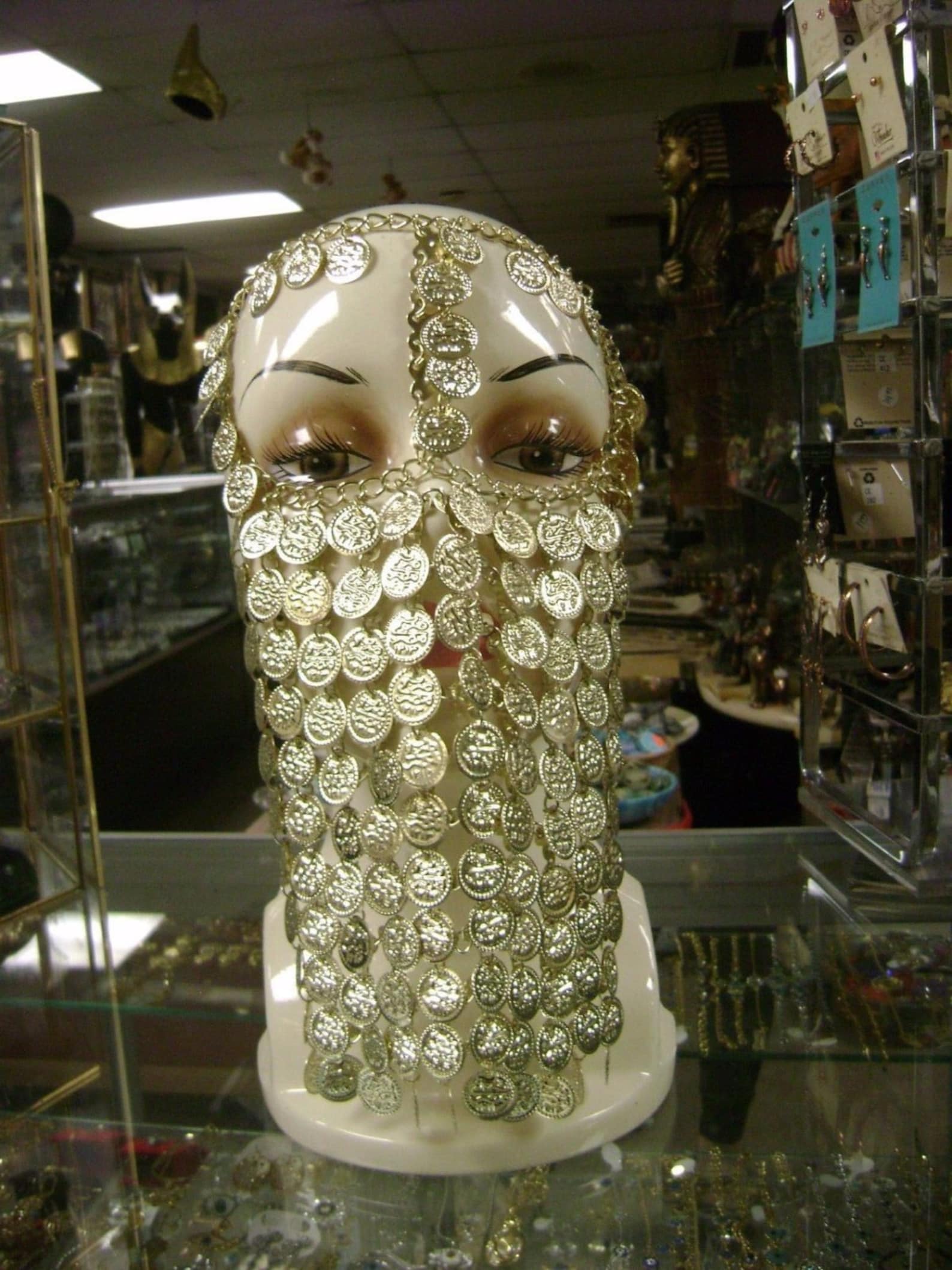 Egyptian Brass Gold Coin Face Veil Piece Made in Egypt | Etsy