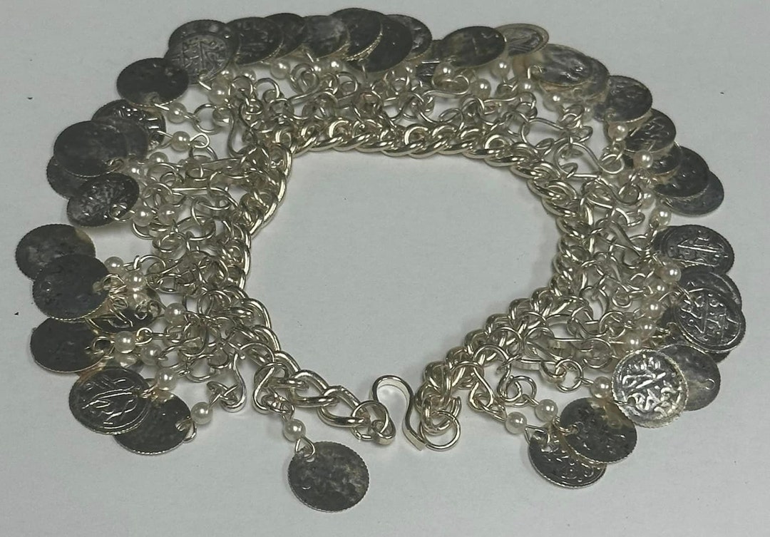 Egyptian Silver Coin Bracelet Anklet Adjustable 10'' L Made in Egypt - Etsy