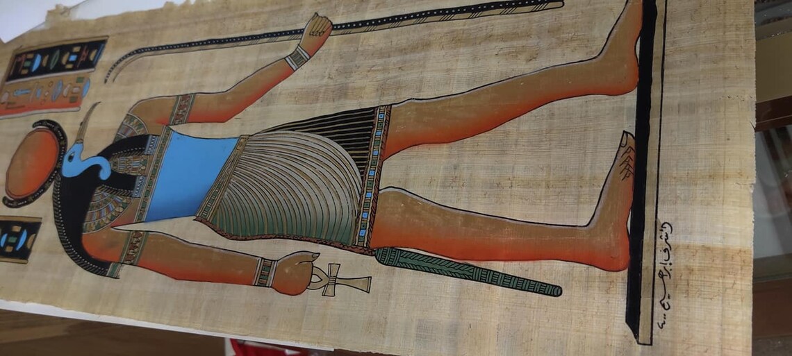 Vintage Papyrus Egyptian God Thoth Made in Egypt and Signed by - Etsy