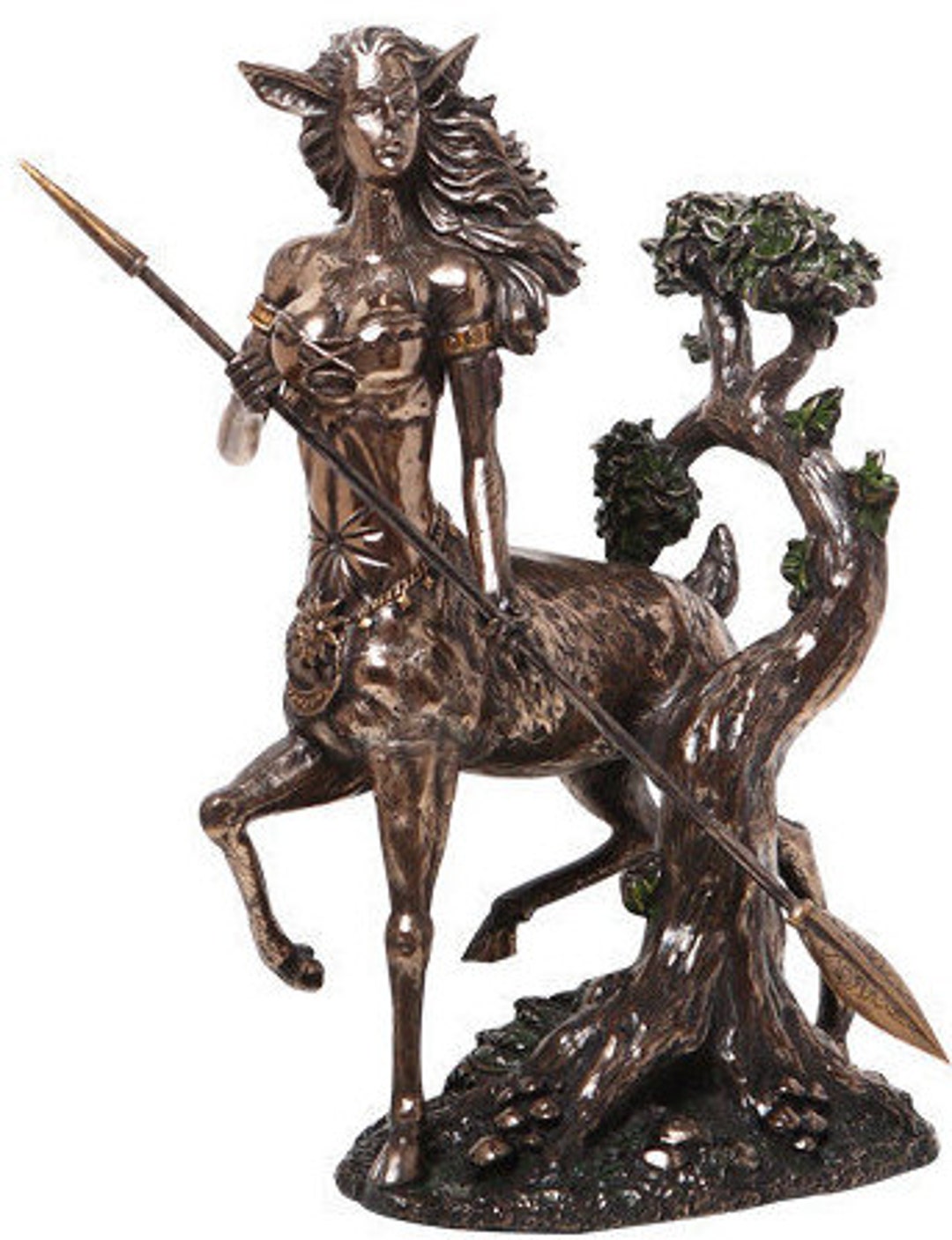 Unique Art Bronze Hand Carved Dryad Grecian Goddess With Spear Figurine ...