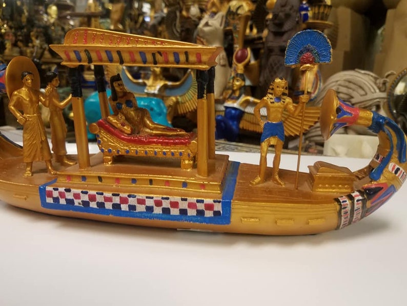 Unique 12'' L Egyptian Cleopatra Boat Statue Made in - Etsy
