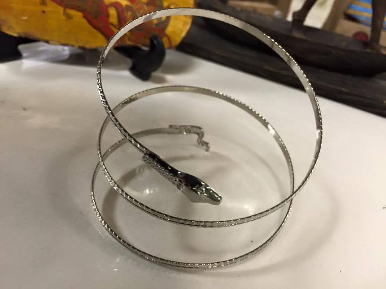 Unique Brass Silver Plated Egyptian Snake Upper Arm Bracelet - Etsy