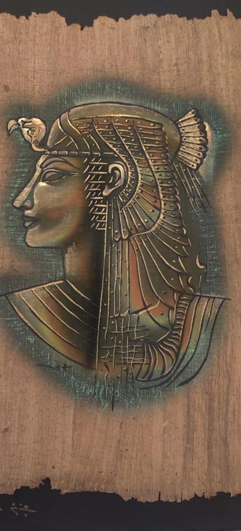 Vintage Papyrus Egyptian Queen Cleopatra Made in Egypt and Signed by ...