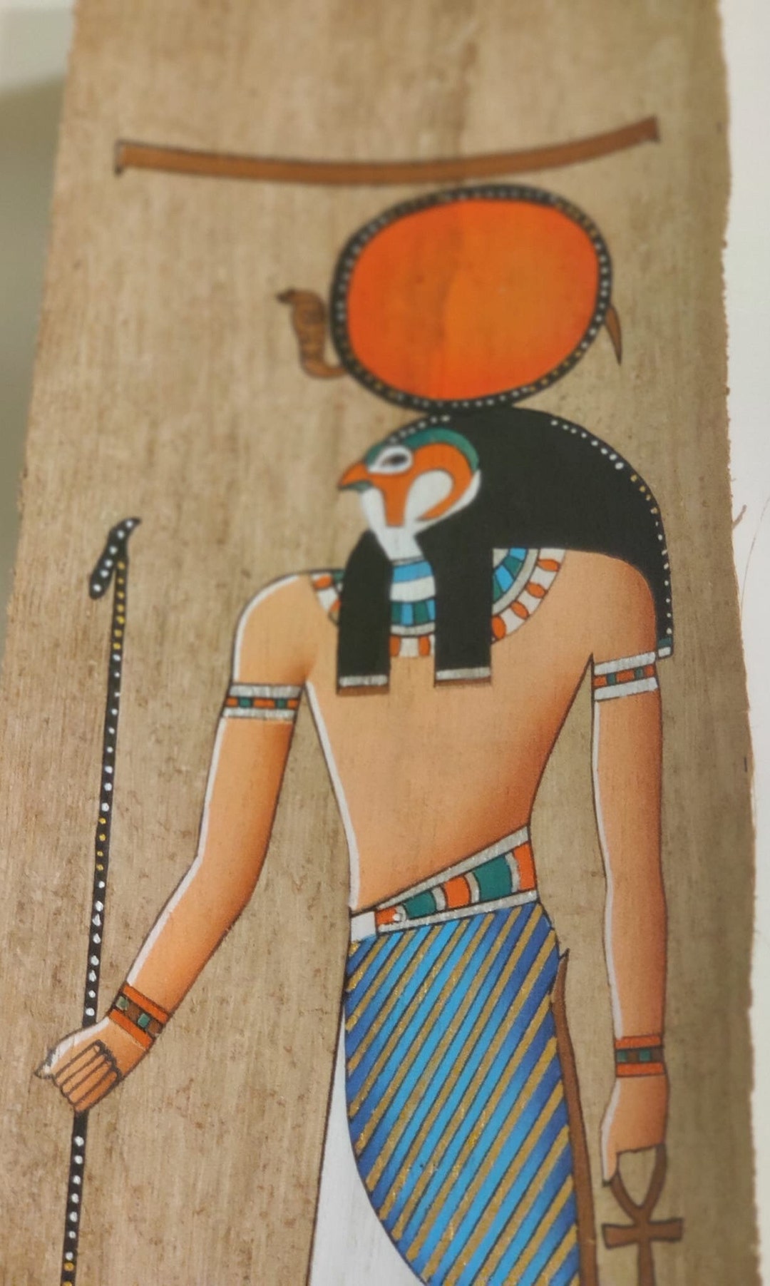 Vintage Hand Painted Papyrus Egyptian God RA Made in Egypt and Signed ...