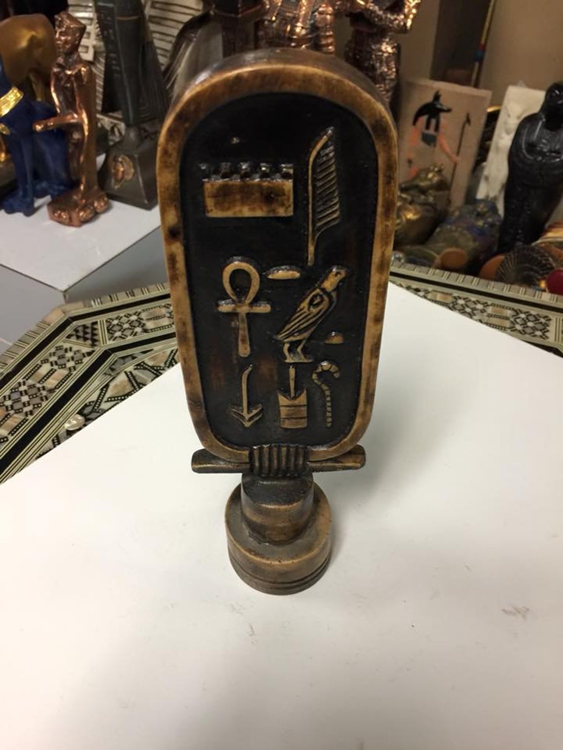 Unique King Tut CARTOUCHE Egyptian Statue Made in Egypt | Etsy
