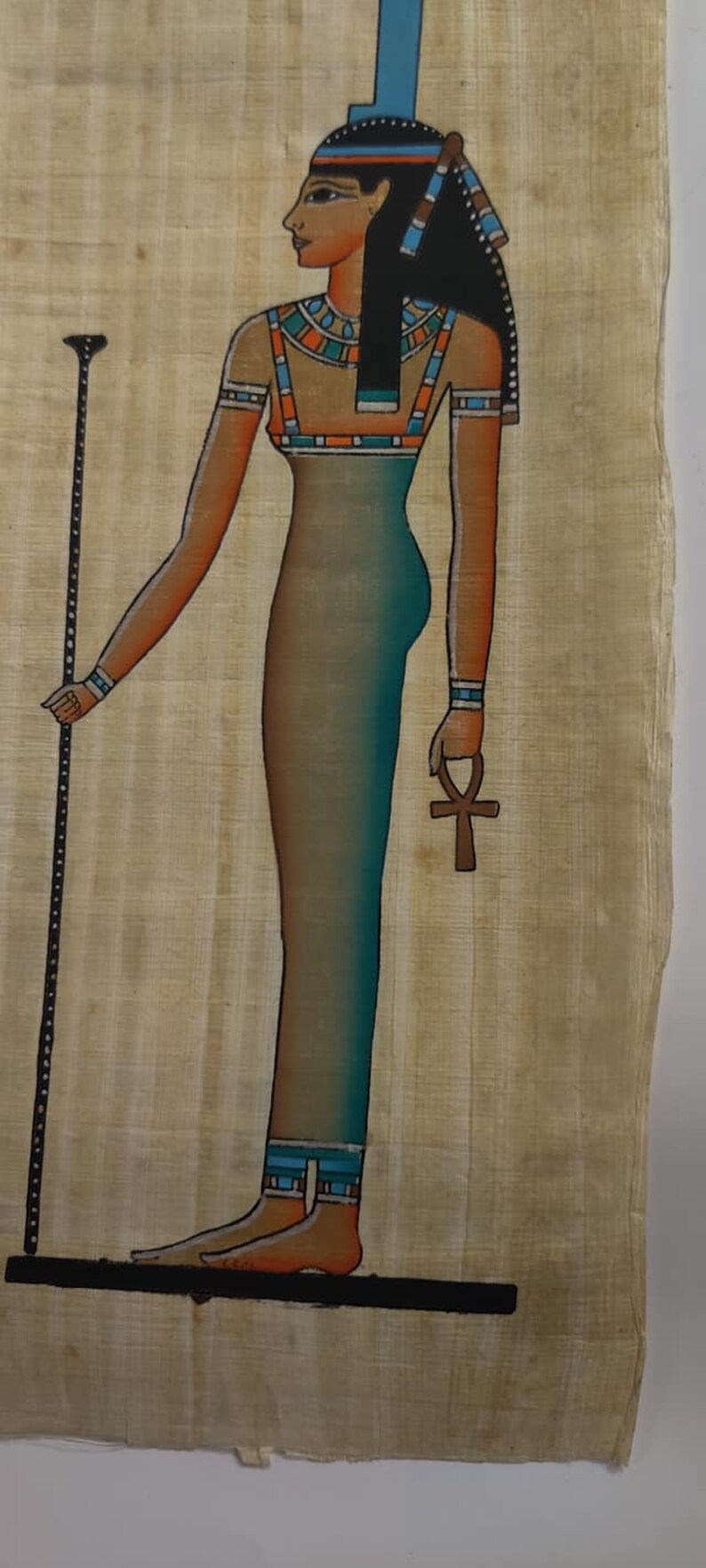Vintage Hand Painted Papyrus Egyptian Goddess ISIS 16'' X 7'' Made in ...