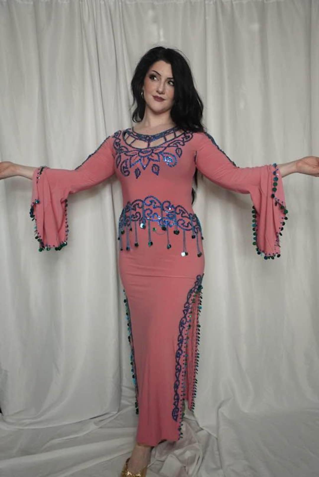 Egyptian Stretch Beledi Dress Saidi Galabeya Dress (fits Small - Medium ...