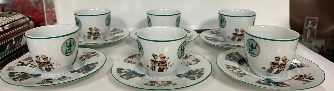 14 Piece Egyptian Fine Royal Porcelain Egyptian Tea Set / Cup and ...