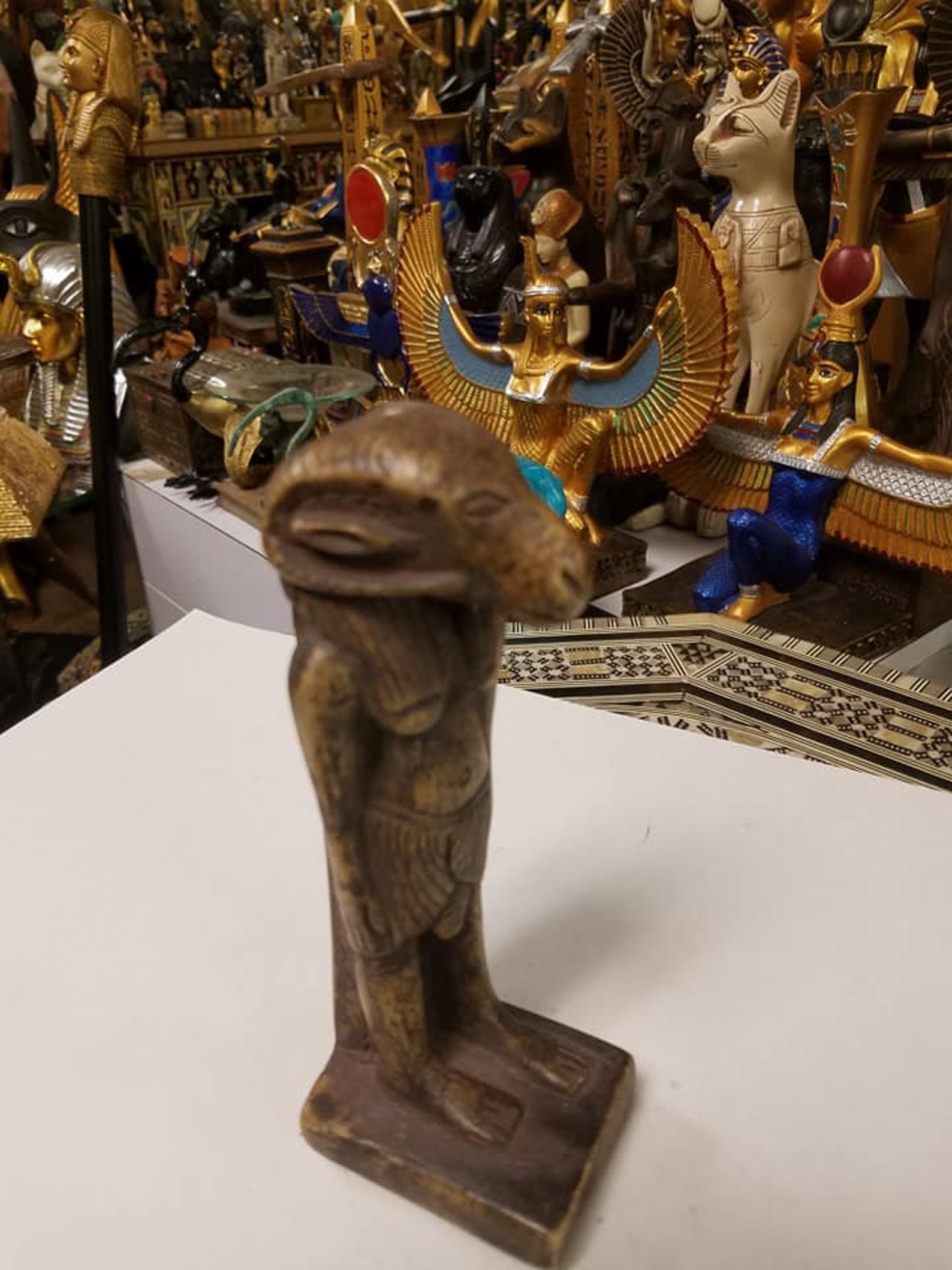 Vintage Unique Egyptian God Khnum Statue Hand Carved Natural Stone 7 ...