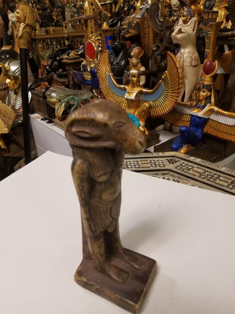 Vintage Unique Egyptian God Khnum Statue Hand Carved Natural - Etsy