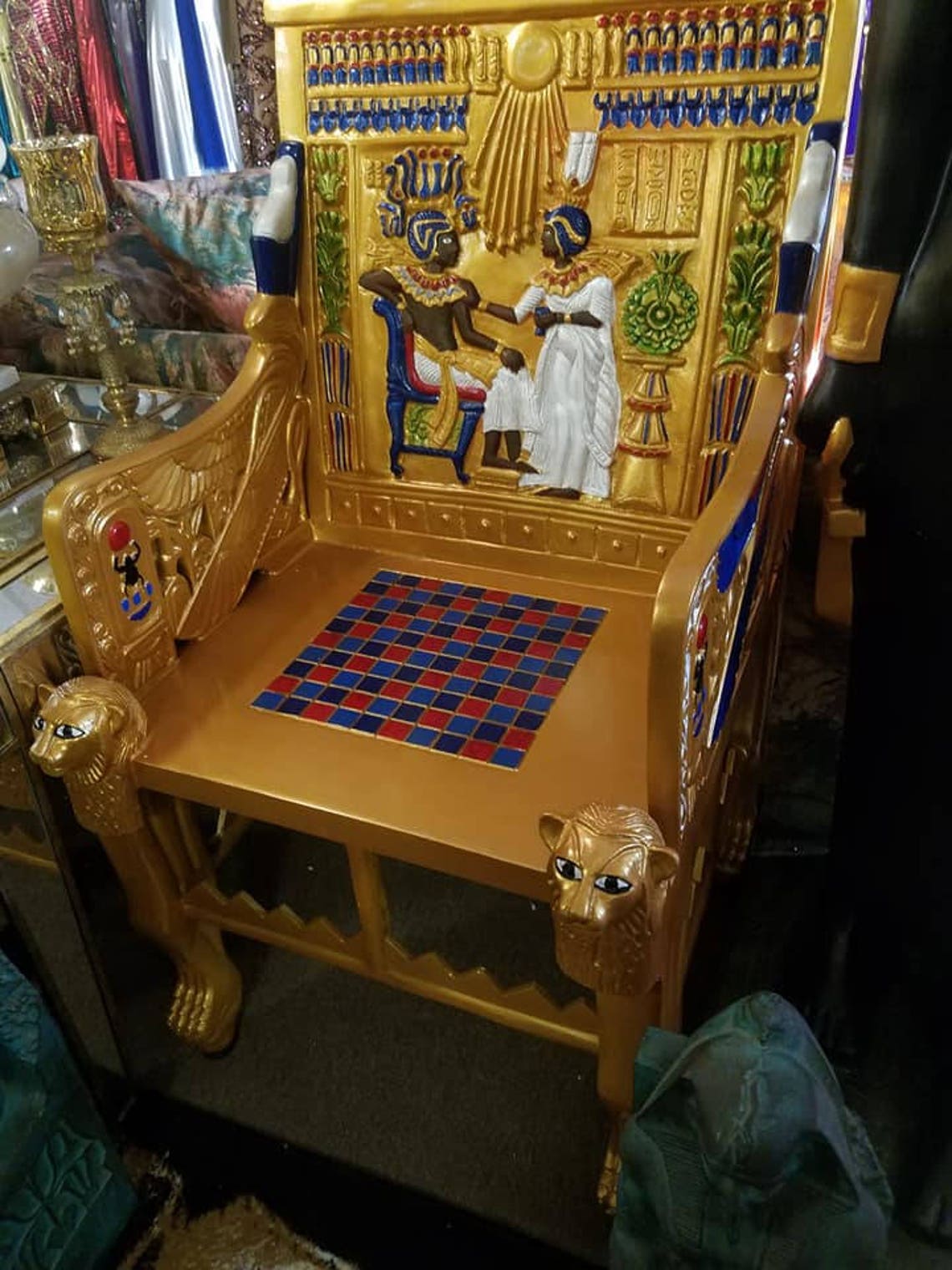 Egyptian Replica Tutankhamen Full Size King Tut Throne Chair Made in ...