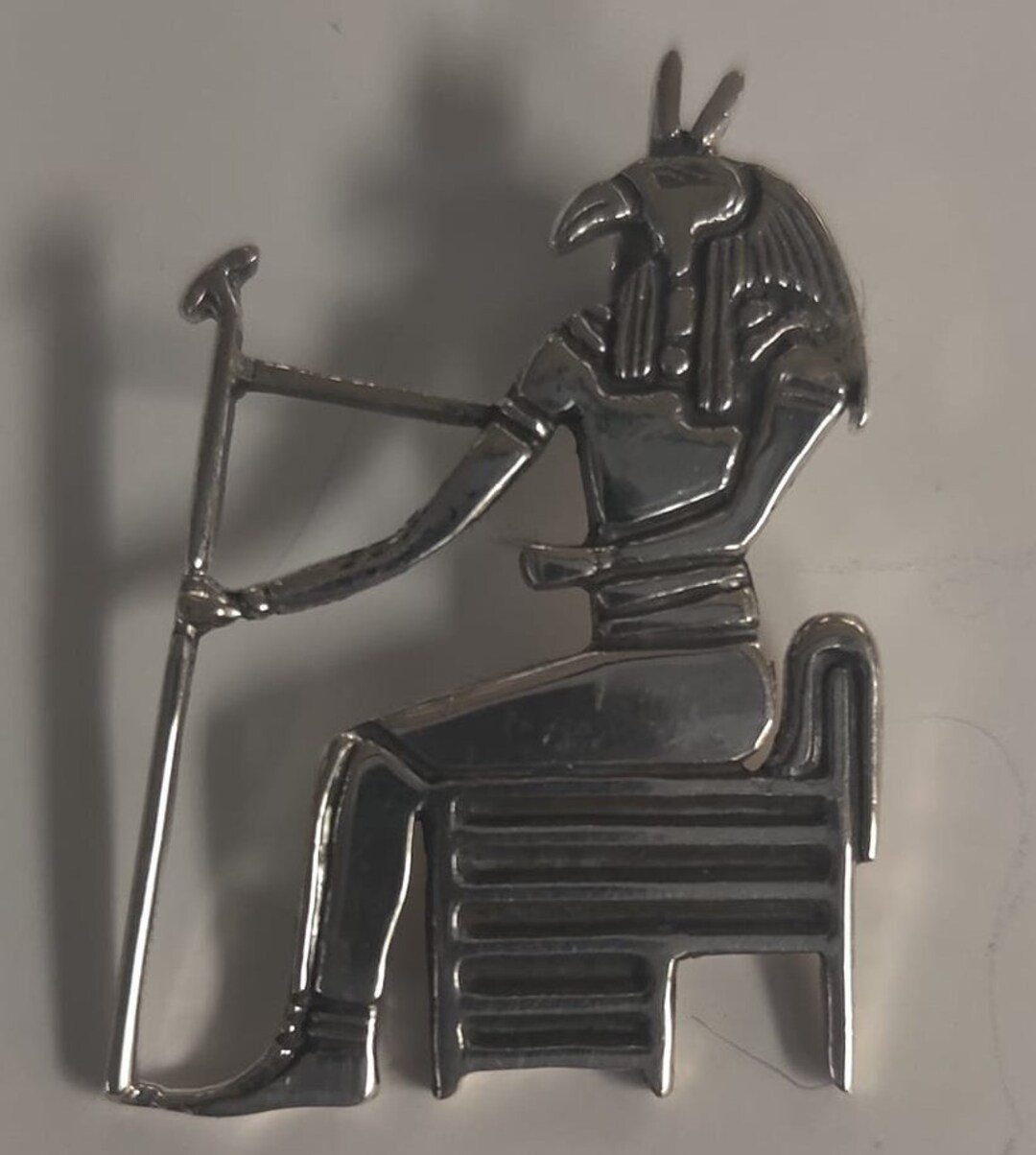 Unique Sterling Silver Stamped 1 1/4'' L Egyptian God Seth Pendant Made ...