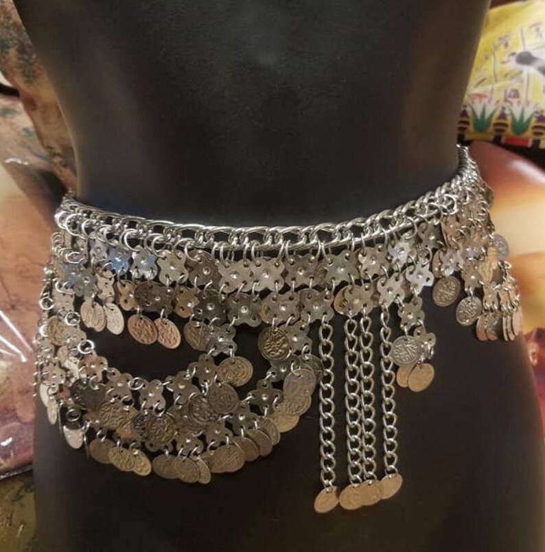 Vintage Unique Brass Egyptian Silver Coins Belt 38'' - Etsy