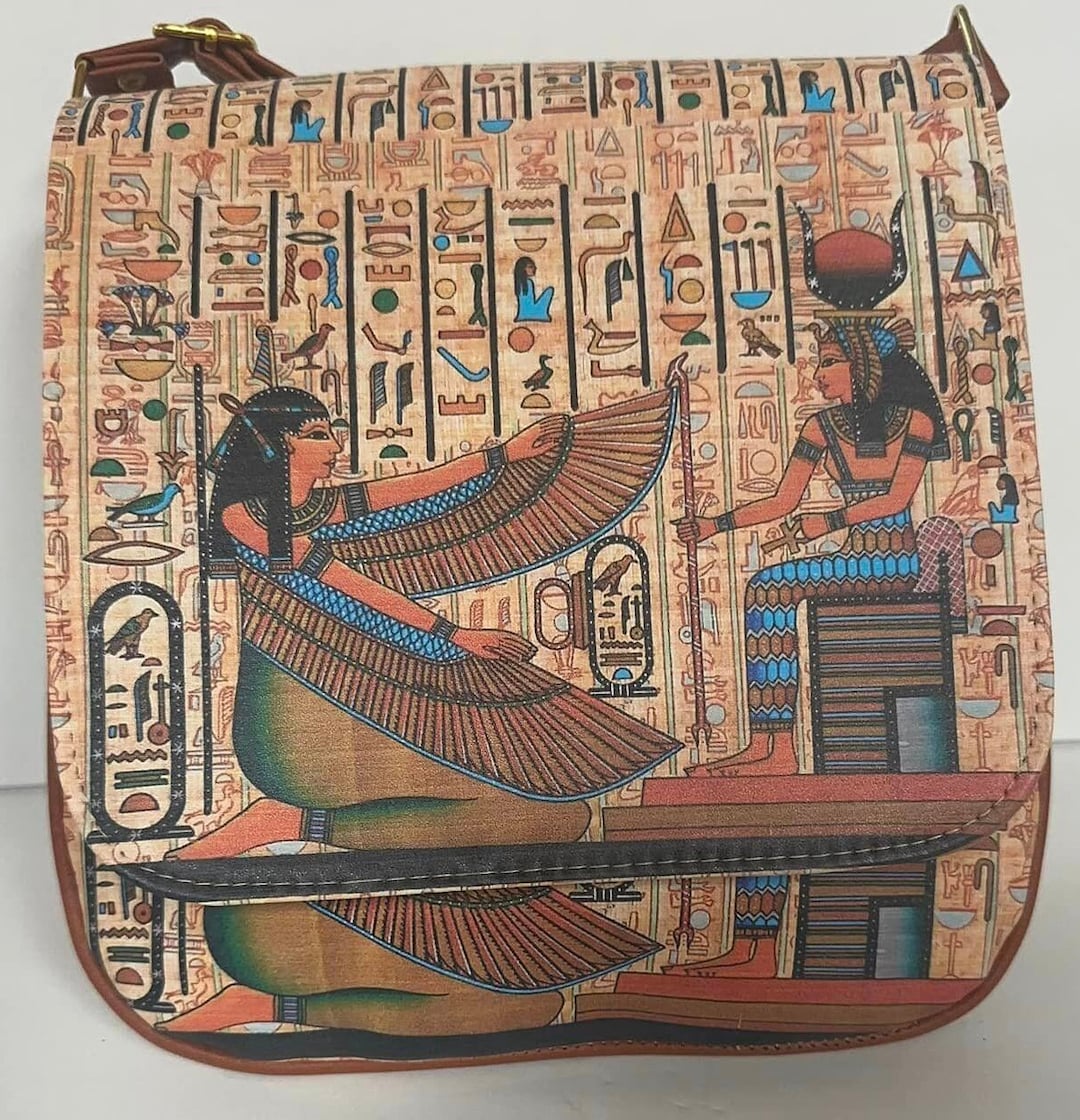 Unique Egyptian Leather Shoulder Hand Bag With Adjustable Length Double ...