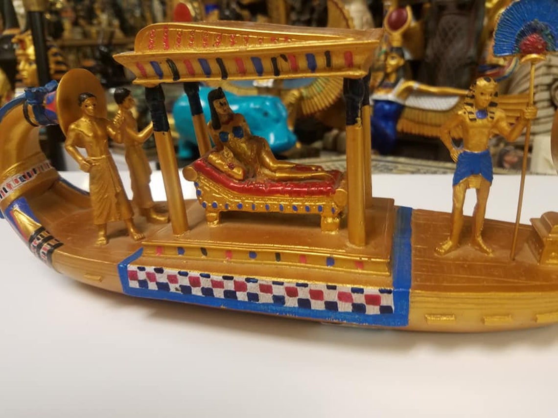 Unique 12'' L Egyptian Cleopatra Boat Statue Made in Egypt - Etsy