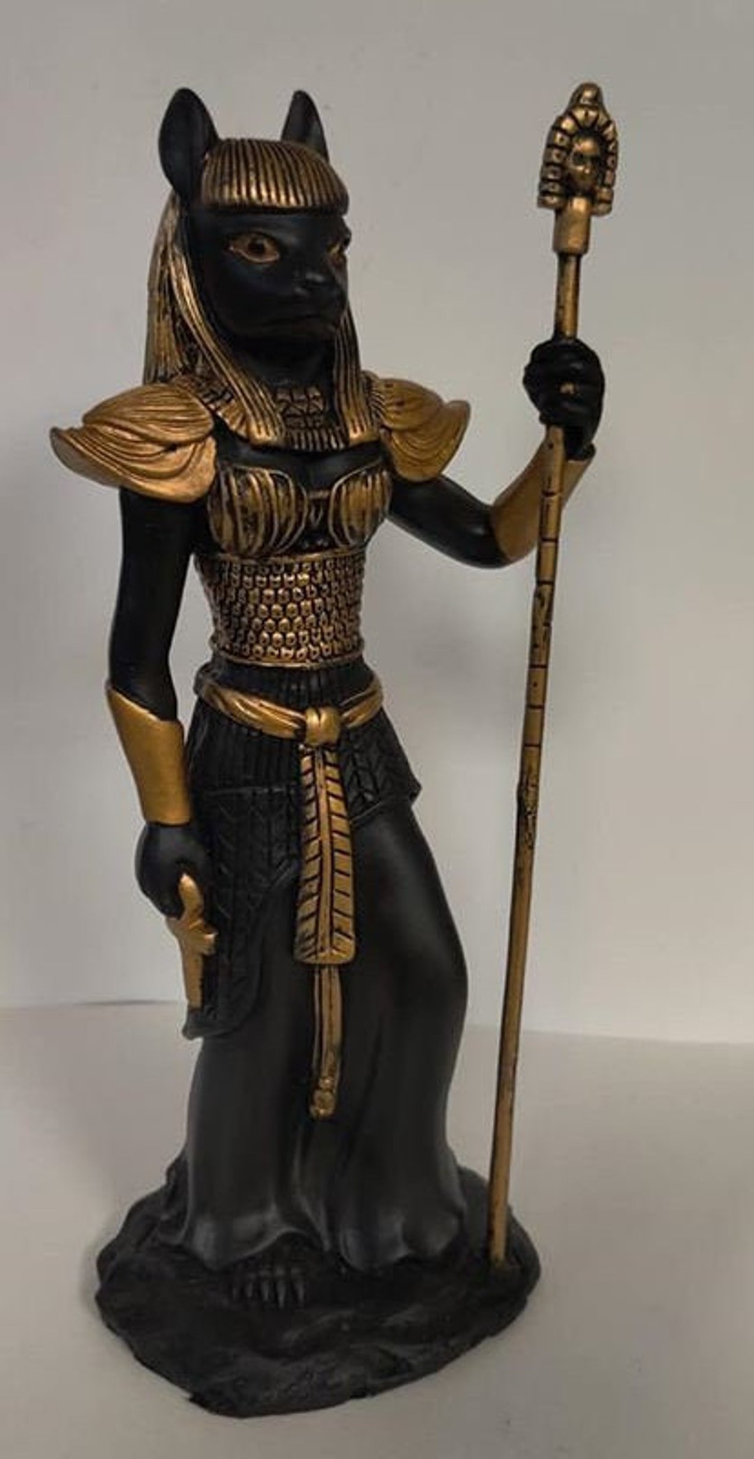 Unique Art Hand Carved Goddess Bastet Egyptian Cat Statue Home ...