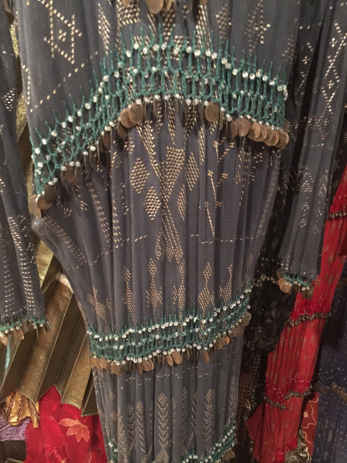 Vintage Green Dress Made of Assuit Fabric & Antique Old Balls | Etsy